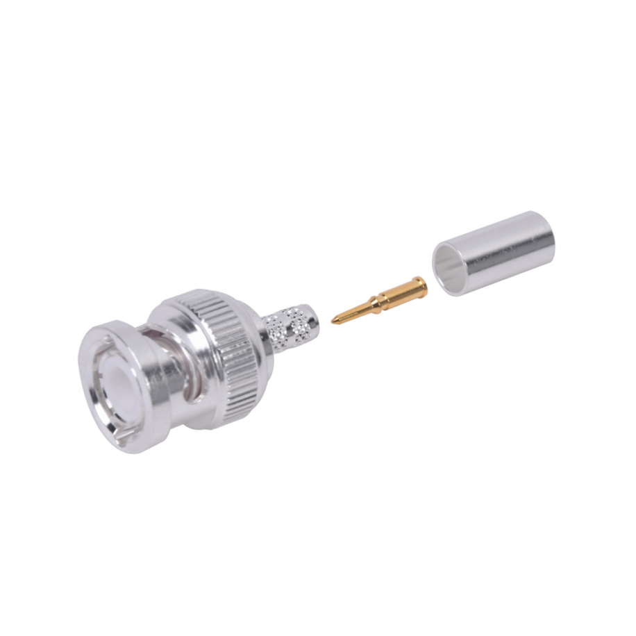 Conector BNC Macho de Anillo Plegable para Cable LMR-195, RG-58/U, RG-142, Niquel/Oro/Teflón ...